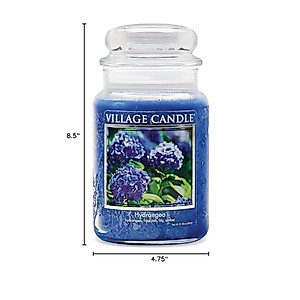 Village Candle Hydrangea Large Glass Apothecary Jar Scented Candle, 21.25 oz, Blue