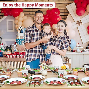 175 Pcs Watercolor Farm Birthday Decorations Plates Set 25 Guests, Barnyard Animals Baby Shower Paper Plates Napkins Cups Cutlery Set Party Supplies