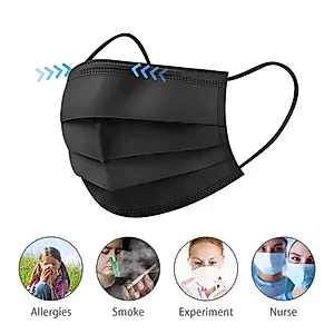 Surgipack MFCRERO Black Disposable Protective Mask - Pack of 50, Earloops & Adjustable for Daily Use - Non-Woven Face Masks from Healthy Supplies