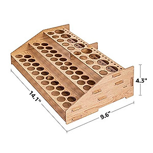 Amazon Basics Craft Paint & Brush Organizer Rack, Holds up to 60 Bottles (52 1-inch bottles and 8 1.47-inch bottles) and 22 brushes - 14 x 8 Inches, Wood Finish
