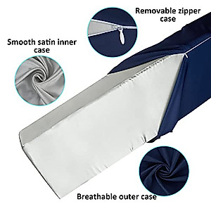 HITHSM Wedge Pillow Headboard Bed Gap Filler Crack Pillow Mattress Gap Filler Wedge (Navy, Queen Pillow)