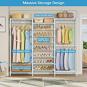VIPEK S3 Freestanding Clothes Rack Heavy Duty Garment Rack 6-Tier Shoe Racks Closet Storage Organizer Large Wardrobe, Hanging Rod, Adjustable Metal Shelf, 68.9" L x 15.7" W x 76.4" H, White