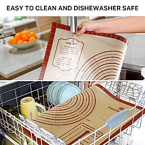 Silicone Baking Mat,26" x 16" Extra Thick Large Non Stick Sheet Mat with Measurement Non-slip Dough Rolling Mat,Reusable Food Grade Silicone Counter Mat for Making Cookies,Macarons,Bread and Pastry