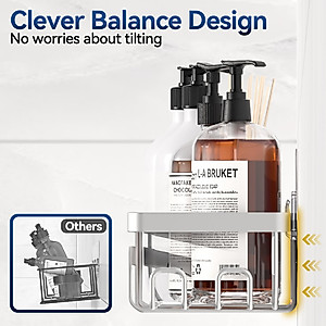 YASONIC Adhesive Shower Caddy, 6 Pack Shower Organizer with Soap Holder - No Drilling, Rustproof Shower Shelves, Shower Organizers and Storage for Inside Shower, Silver