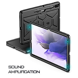 Poetic TurtleSkin Case Designed for Galaxy Tab S7 FE 12.4 Inch 2021 / Galaxy Tab S7 Plus 2020 with S Pen Holder, Rugged Shockproof Drop Protection Kids Friendly Silicone Cover Case, Black