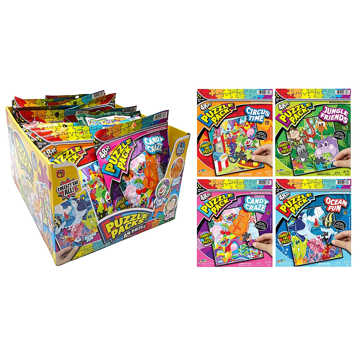 JA-RU's Mini Puzzle Pack (24 Puzzle Pack Assorted) with Resealable Travel Bag. Animal Puzzle Toys for Kids. Preschool Learning & Toddler Educational Toys Set. Party Favors Birthday Gift. 6770-24s