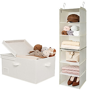 GRANNY SAYS Bundle of 1-Pack Jumbo Storage Bins with Lids & 1-Pack Hanging Storage Shelves