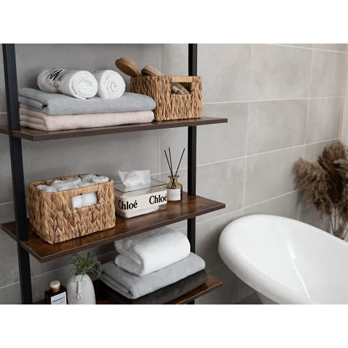 StorageWorks Handwoven Storage Baskets, Water Hyacinth Wicker Baskets for Organizing, Set of 3 (1PC Large, 2PCS Medium)