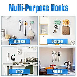 JONKEAN 6 Pcs Razor Holder for Shower Wall, Shower Hooks for Loofah, Plug Self Adhesive Hooks, Stick on Hooks for Hanging, Waterproof Damage Free Hanging Hooks for Kitchen Bathroom Office