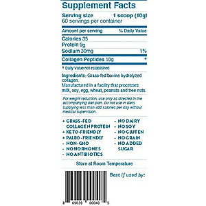 Dr. Kellyann Hydrolyzed Collagen Peptides Protein Powder Unflavored (60 Servings, 1.3lbs) Grass Fed Paleo & Keto Collagen Supplement - Non-GMO - Gluten and Dairy Free - Protein 9g, Collagen 10g