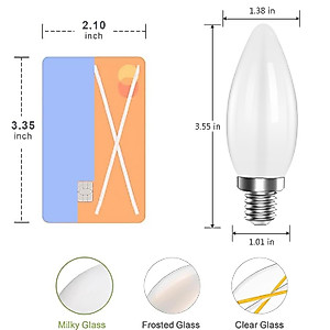 Wuluretoos 8 Pack 4W 120V LED Candelabra Base B10 CTC Clear Decorative Light Bulbs,Transparent Candle Light Bulbs for Chandeliers, Ceiling Fan Lights, Pendants, Fireplace