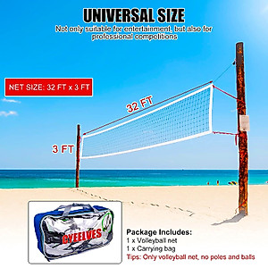 Professional Volleyball Net Outdoor Sand, Grass Volleyball Nets for Backyard, Portable Beach Kids Badminton Net Pro Volleyball Practice Net Set 32X3FT Indoor Volleyball Net for Pool Inground, No Poles