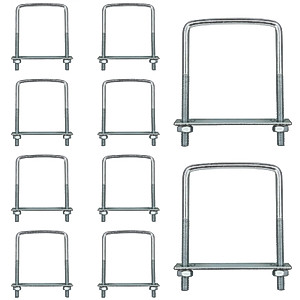 10 Pcs Square U-Bolts 3-1/8" Inner Width, Galvanized Steel Square Trailer U-Bolts, Square Bend U-Bolts, U Clamps, Adjustable Length:45mm-90mm(1-3/4" - 3-1/2")