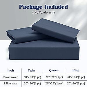 Yastouay Duvet Cover Set Twin Size Soft and Comforter Duvet Cover 100% Washed Microfiber Duvet Covers with Zipper Closure and Corner Ties Bedding Cover Set (68x90 inches, Navy Blue)