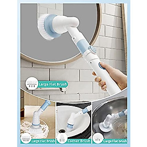 Bilim Cordless Long Handle Electric Mop, Household Cleaning Tool, Portable Spin Scrubber,for Bathroom/Wall/Tile Floor/Bathtub/Baseboard/Toilet/Kitchen