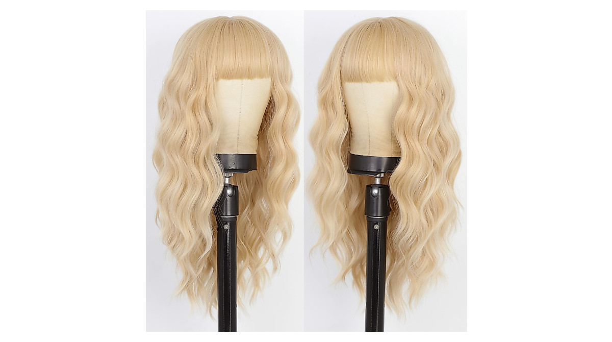 Stylish XIXIBI Blonde Wigs with Bangs - 20 Inch Hair