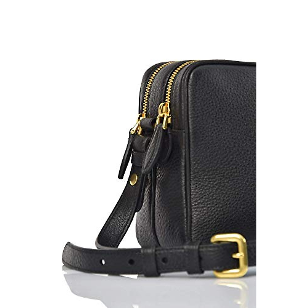 Prada Women's Black Bandoliera Vitello Phenix Leather Crossbody Bag 1BH079