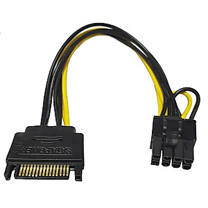 Traovien PCI Express Power Cable,15 Pin SATA Male to 8 Pin (6+2 Pin) PCI Express Female Video Card Power Adapter Cable(15CM/6inch 2Pcs)