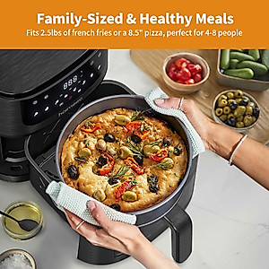 HAIMEEC Air Fryer 8-in-1 with 6.3 Qt Capacity and Easy View Windows, Max 400F, 95% Less Oil, 100+ Recipes, Shake Reminder, Nonstick Basket for Roast, Bake, Dehydrate, Reheat, Broil-CT03