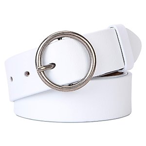 SUOSDEY Fashion Women Leather Belt for Dresses Jeans Pants With Classic Round Buckle