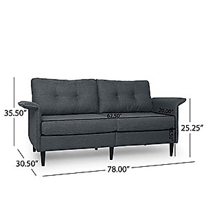 Christopher Knight Home Resaca 3 Seater Sofa, Charcoal + Dark Brown