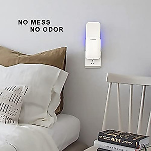 Mosalogic Flying Insect Trap Plug-in Mosquito Killer Indoor Gnat Moth Catcher Fly Tapper with Night Light UV Attractant Catcher for Home Office White-1PACK