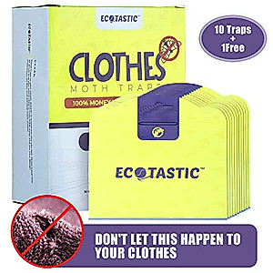 ECOTASTIC Clothing Moth Traps - 11 Count - Foldable Moth - Eco-Friendly Hassle Control - Pheromone Technology - Closet Mothballs - Wood/Carpet/Clothes
