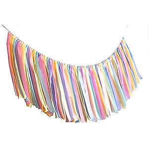 Kingsnow Highchair Banner Birthday Ribbon Garland 40 inches Chair Tutu Skirt for Ice Cream Party Decor,Baby Shower,Photo Booth Props,Classroom Decor and Girl Birthday