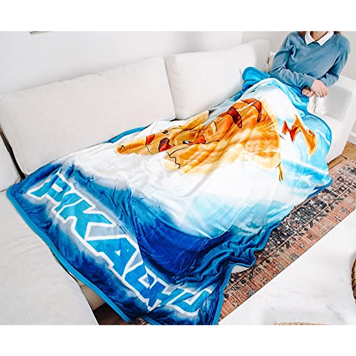 Northwest Pokemon Pikachu Bolt Oversized Silk Touch Sherpa Throw Blanket, 60" x 80"
