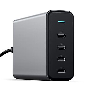 Satechi 165W GaN Charger - USB C Charging Hub - USB C PD Charger 4-Ports – USB C Multiport Charger - for MacBook Pro/Air M1 M2, iPad Pro M2, iPhone 14 Pro Max/14 Pro/14/14 Plus