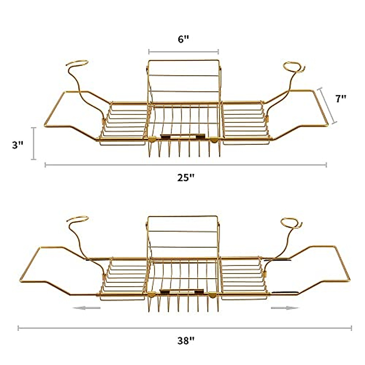 BDL Bathtub Caddy Tray Expandable Bath Tub Tray Table with Wine Holder, Free Soap Dish and Laptop Reading Rack, Bathtub Tray for Home（Bronze）