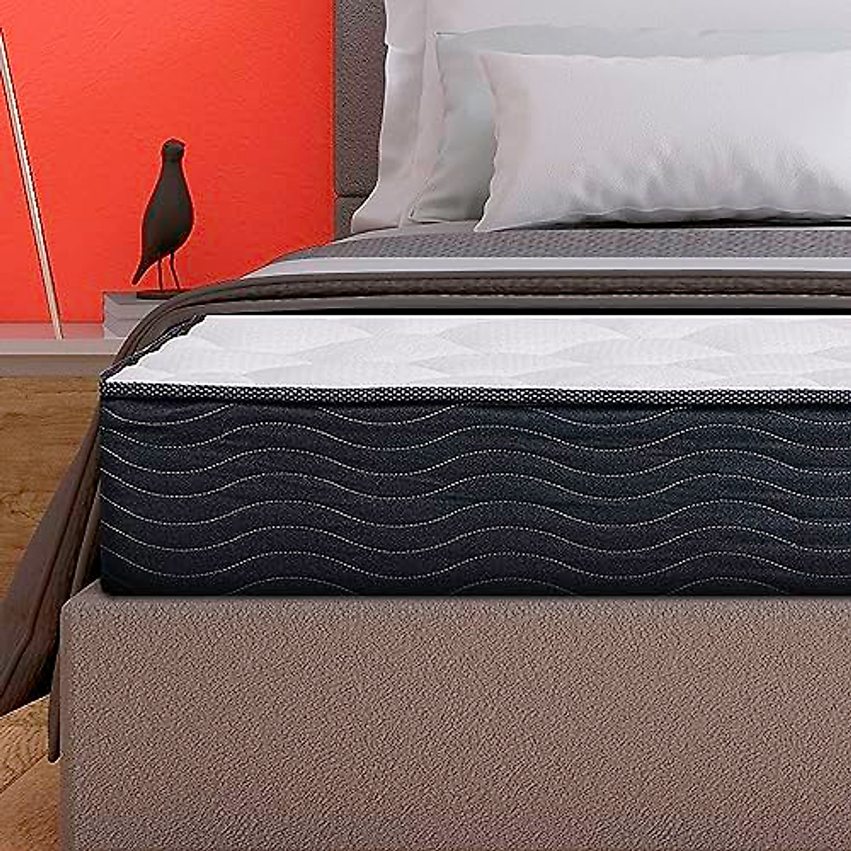 Swiss Ortho Sleep, 10" Inch Memory Foam and Innerspring Hybrid Medium-Firm Plush Mattress/Bed-in-a-Box/Pressure Relieving Bliss, Twin,White