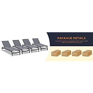 HAPPATIO Patio Chaise Lounge,Patio Lounge Chair with Breathable Textilene Fabric,Outdoor Patio Lounge Chairs for Patio Backyard Porch Poolside(Gray)