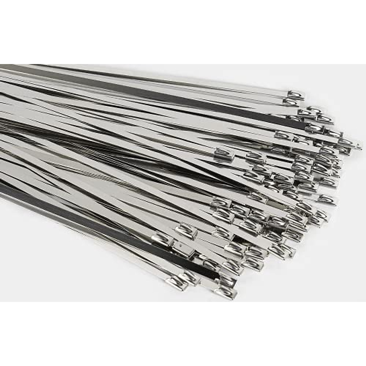 Metal Zip Ties 11.8 inch 100pcs 304 Stainless Steel Zip Ties Heavy Duty Multi-Purpose Self-Locking Cable Ties for Machinery, Vehicles, Exhaust Wrap, Farms, Pipes, Roofs, Cables, and Outdoor Fence