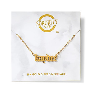Sorority Shop Kappa Delta Necklace — KD Old English Font Design, 18K Gold Plated, Kappa Delta Gifts for Women