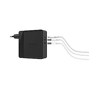 Mophie powerstation hub - Portable battery hub with foldable AC power prongs - Compatible with Qi-enabled devices, smartphones, tablets, and other USB devices - Black (401102474)
