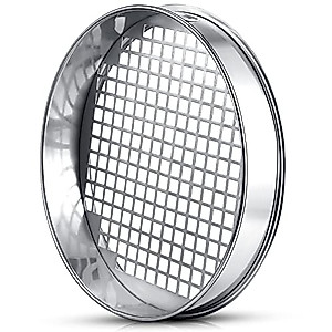 Youyole 11.81 Inch Sand Sifter Sieve for Gardening Garden Dirt Rocks Stainless Steel Soil Riddle Mesh Filter Compost Screen 12.5 mm in Hole Size Bonsai Tool, silver