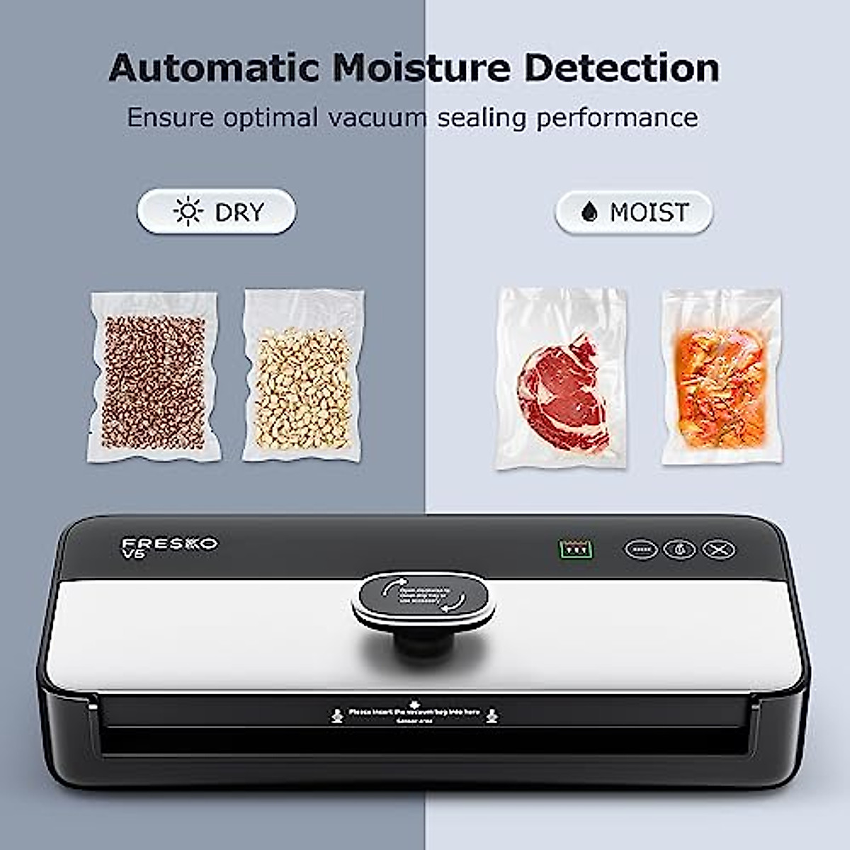FRESKO Vacuum Sealer Machine, Full Automatic Seal a Meal Vacuum Sealer for Food Storage and Saver, Air Sealing System for Freezer Food Preservation (V5)