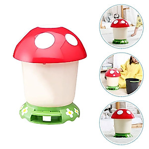 Zerodeko Step On Plastic Trash Can Mushroom Waste Organizer Decorative Cute Wastepaper Basket Foot Pedal Bathroom Garbage Container Kitchen Rubbish Bin