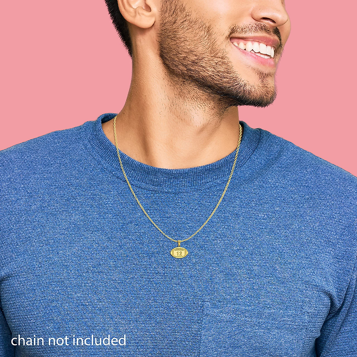 Sports Charms Certified 14k Yellow Gold Customized Football Pendant with Your Name and Number