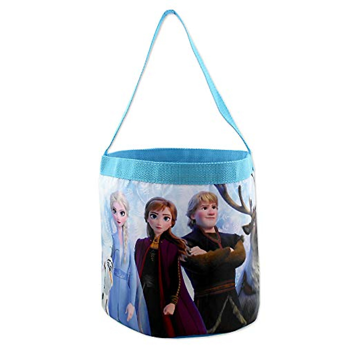 Disney Frozen 2 Elsa Anna Girls Collapsible Gift Basket Bucket Tote Bag (One Size, Blue/Purple)
