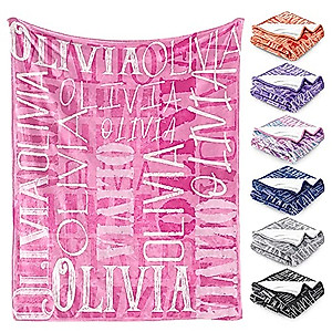 Yofair Custom Blanket with Name Personalized Baby Blanket with Letter Words Soft Plush Flannel Throw Blanket for Baby Kids Adults Friends Families