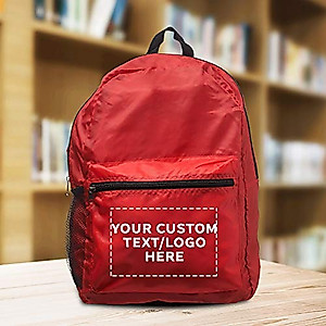 DISCOUNT PROMOS Custom Simple Functional Backpacks Set of 24, Personalized Bulk Pack - Water Resistant, Lightweight - Red