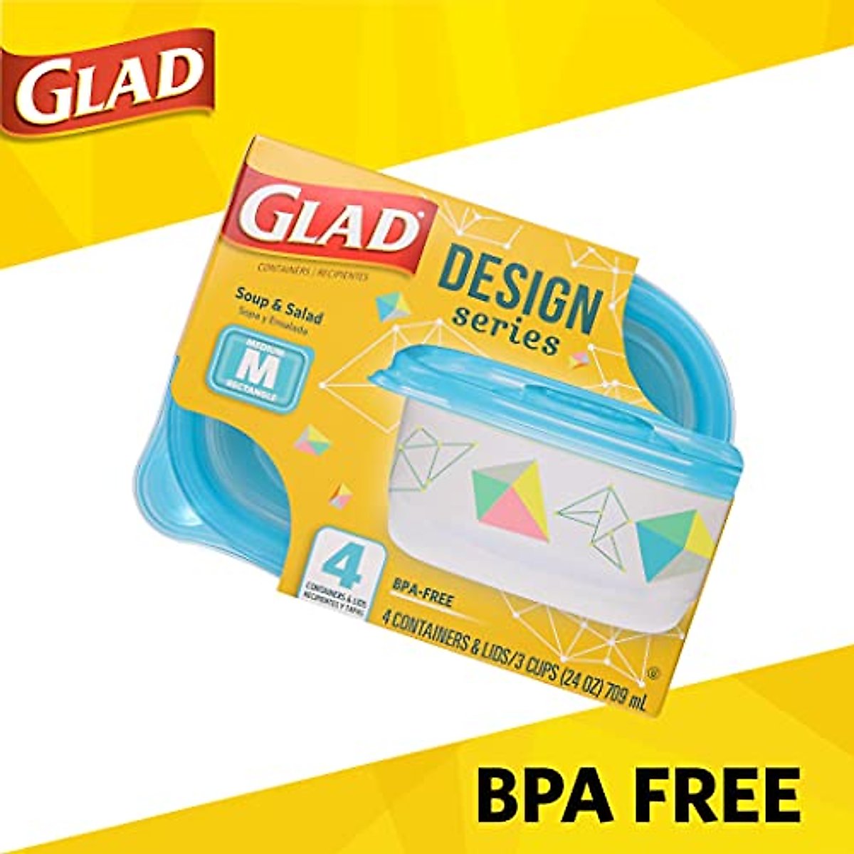 GladWare Matchware Food Storage Containers & Series Food Storage Containers, 4 Count | Strong and Durable Food Storage Food Containers for Everyday Use | Use to Store Meals, Snacks, and Desserts