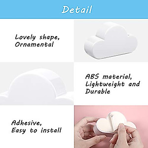 4 Pieces Magnetic Key Holder Cloud Magnetic Wall Key Rack Organizer Key Chains Hooks with Adhesive for Wall Door, Entryway, Foyer (White)