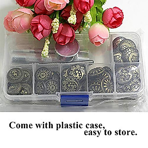 40 Sets Snap Fasteners Kit, 17 mm Big Size Metal Clothing Snaps Kit with Fixing Tools, Leather Rivets+Buttons Press Studs+Double Cap Rivet for Bracelet, Bags, Leather, Coat, Down Jacket, Jeans Wear
