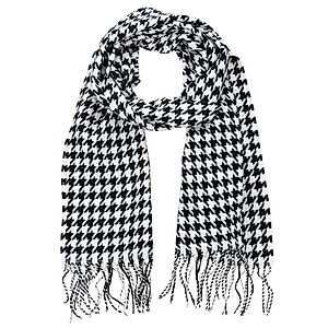 D&Y Unisex Classic Softer Than Cashmere Chevron Fringe End Scarf, Black/White