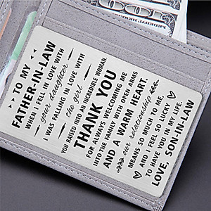 Yobent Father In Law Gift from Son In Law, Wallet Card for Father-In-Law from Groom, Father of The Bride Gifts, Unique Father In Law Wedding Day Christmas Gifts, Dad In Law Father's Day Present