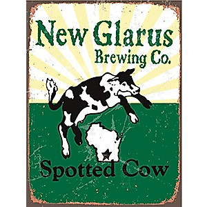 ZMKDLL New Glarus Spotted Cow Beer Small Tin Sign Home Decoration Retro Vintage Mural Dimensions 20x30 cm, 8X12 in