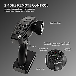 SupKonXi 1:14 RC Trucks, High Speed RC Cars 40KPH, 4WD Off Road Remote Control Monster Truck, 2.4GHz Electric Toy Buggy Vehicles with 2 Batteries, Shining LED Lights, Gift for Adults and Boys